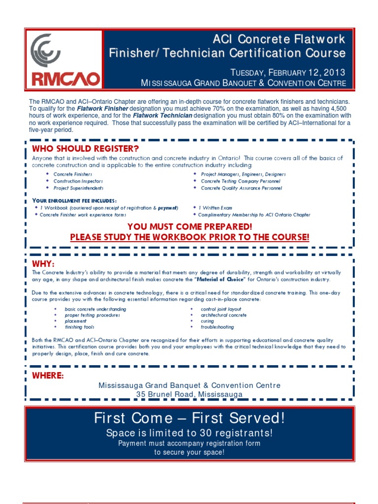 ACI Flatwork 2013 Registration | PDF | Concrete | Test (Assessment)