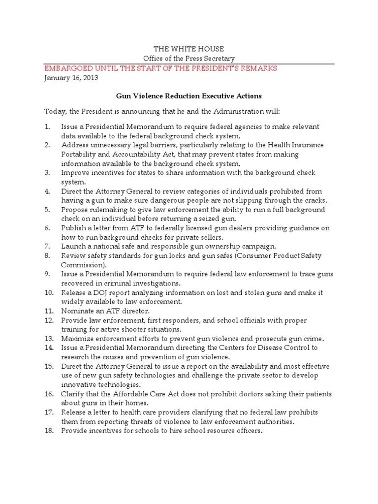 Gun Control Executive Orders | PDF