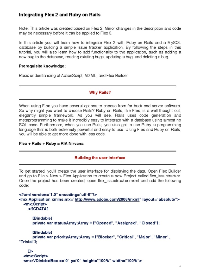 Integrating Flex and Ruby On Rails | PDF | Apache Flex | Ruby (Programming Language)