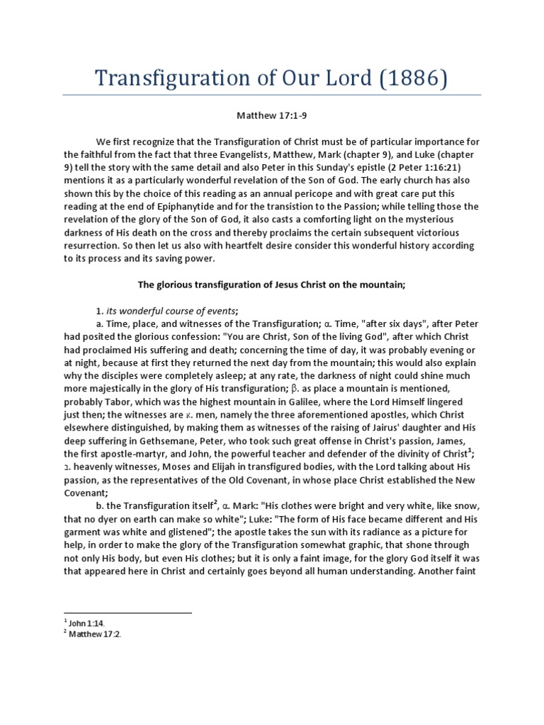 Transfiguration of Our Lord (1886) | PDF | Saint Peter | Gospel Of Mark