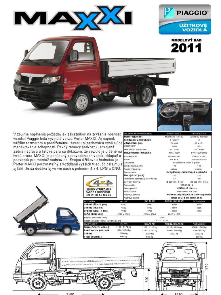 Katalóg Úžitkového Automobilu Piaggio Porter Maxxi MY 2011 SK | PDF