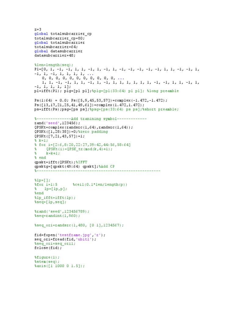 Matlab Code For OFDM Wi-Fi Transmission System | PDF | Teaching Methods ...