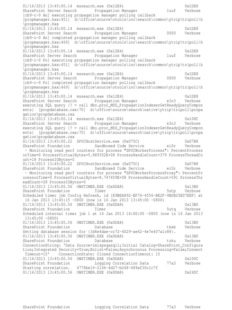 ULS Logs | PDF | Share Point | Cache (Computing)