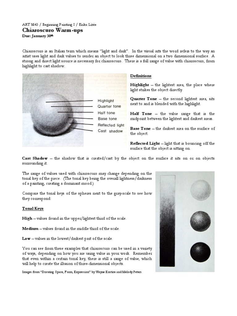 Chiaroscuro Handout SP13 B | PDF | Paintings | Shadow