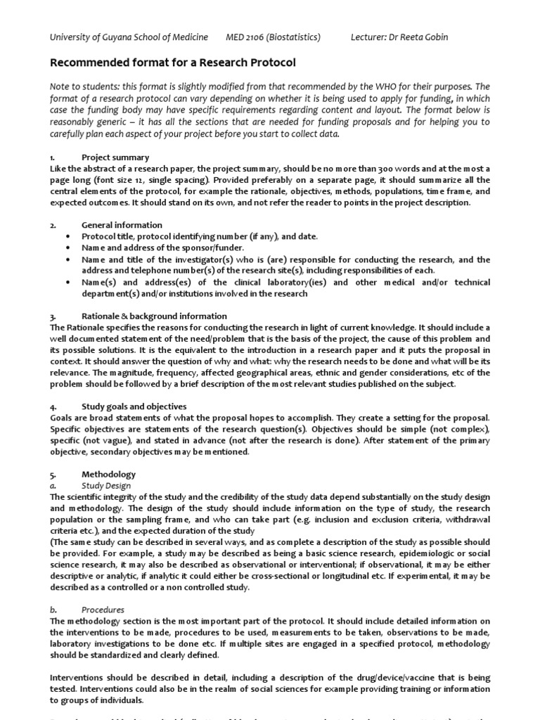 Recommended Format For A Research Protocol | PDF | Informed Consent ...