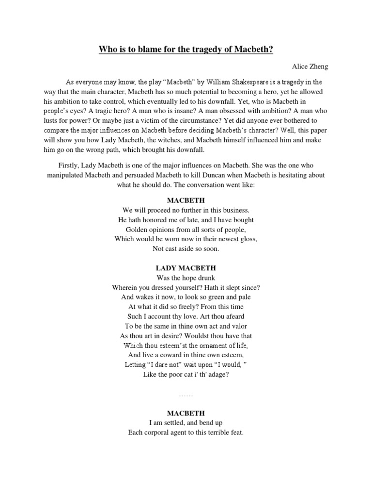 Macbeth Essay | Macbeth | Shakespearean Tragedies