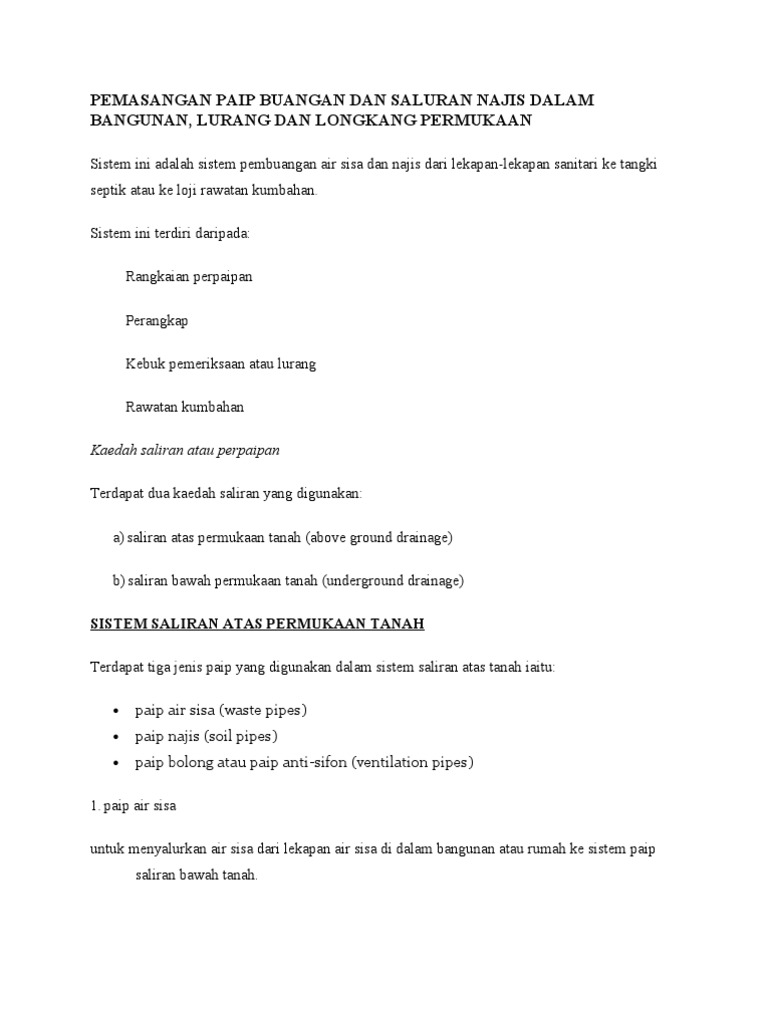 Sistem Perpaipan Bangunan | PDF