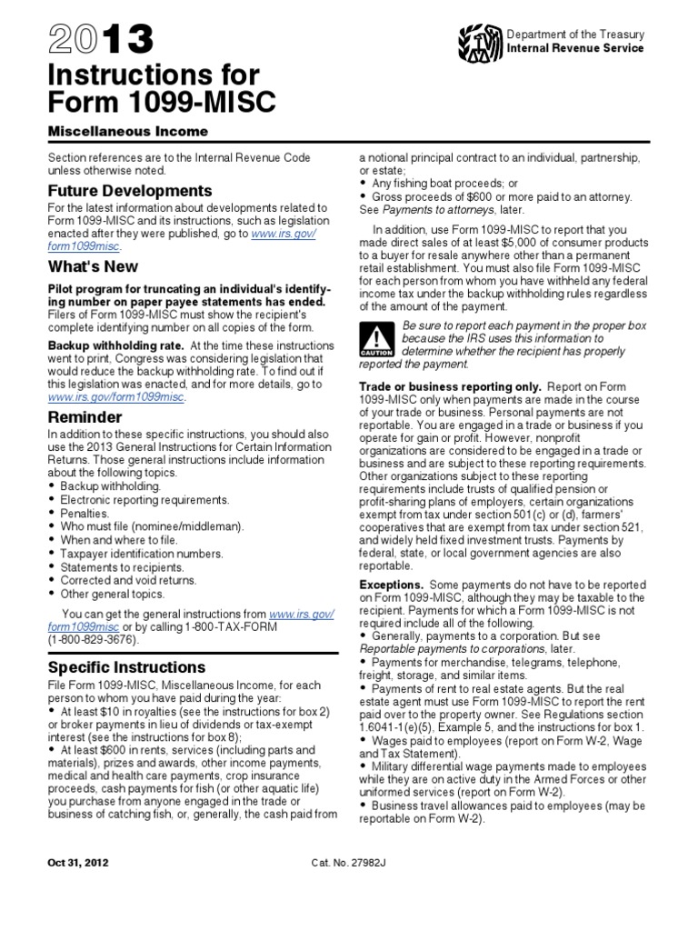 IRS Publication Form Instructions 1099 Misc | PDF | Irs Tax Forms ...