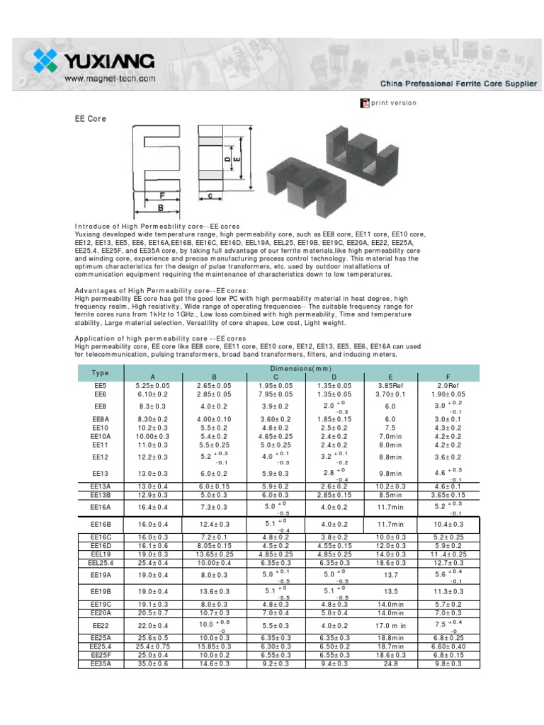Introduce of High Permeability Core - EE Cores | PDF