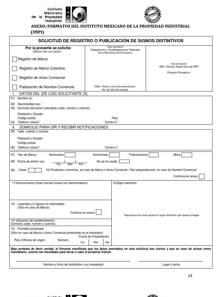Formatos Del Impi | PDF | Patentar