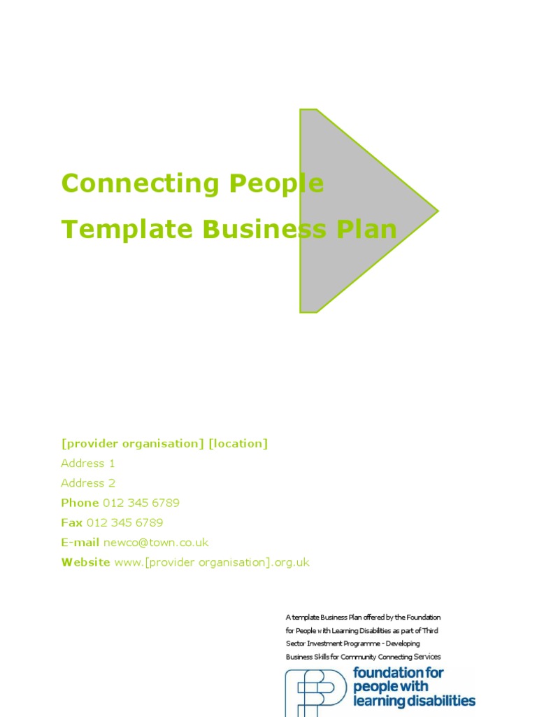 Connecting People Template Business Plan: (Provider Organisation ...