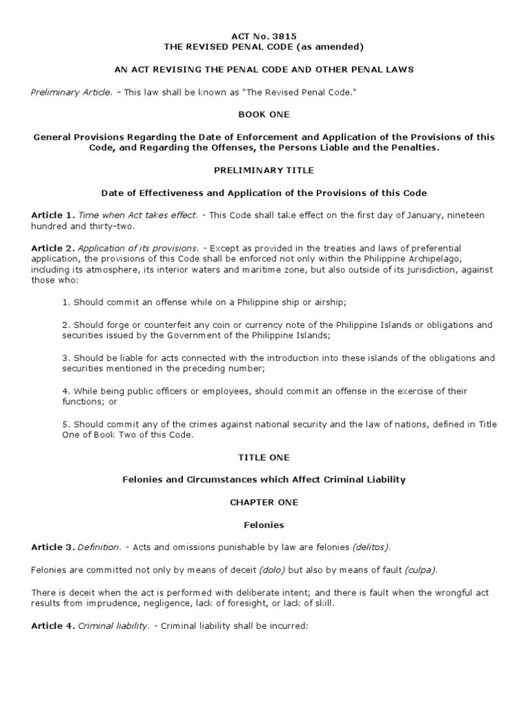 Revised Penal Code | PDF | Felony | Pardon