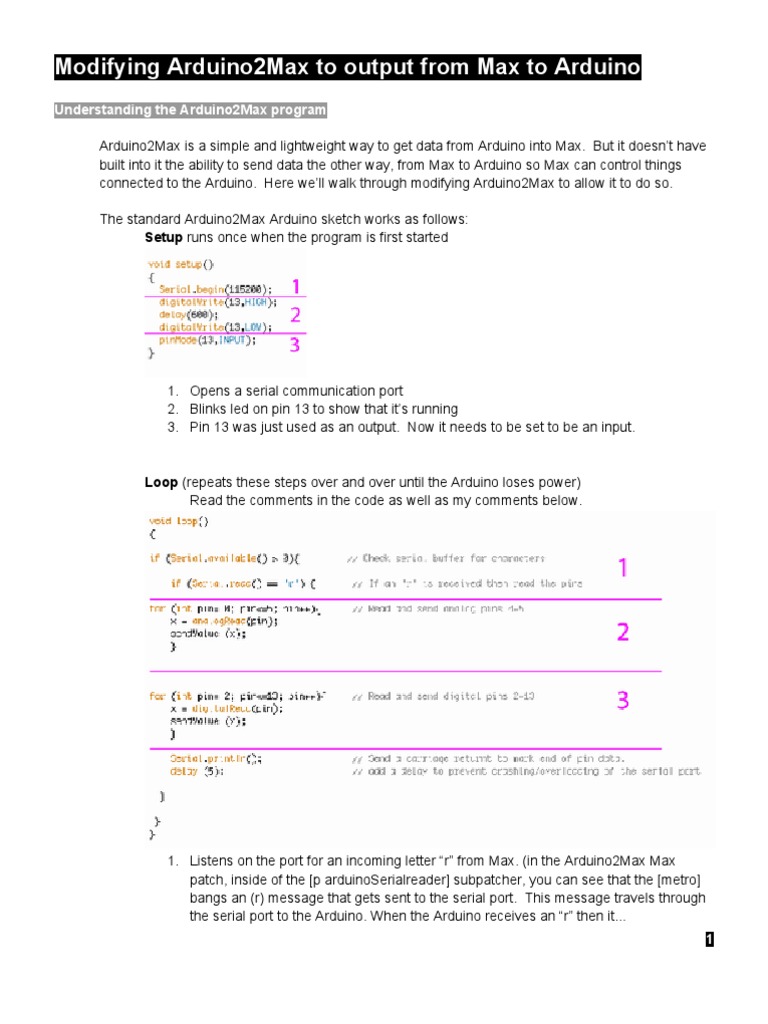 Modifying Arduino2max To Output From Max To Arduino Pdf Arduino 