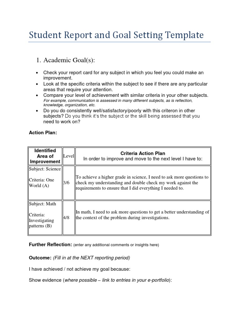 Student Report and Goal Setting | PDF | Career & Growth | Business