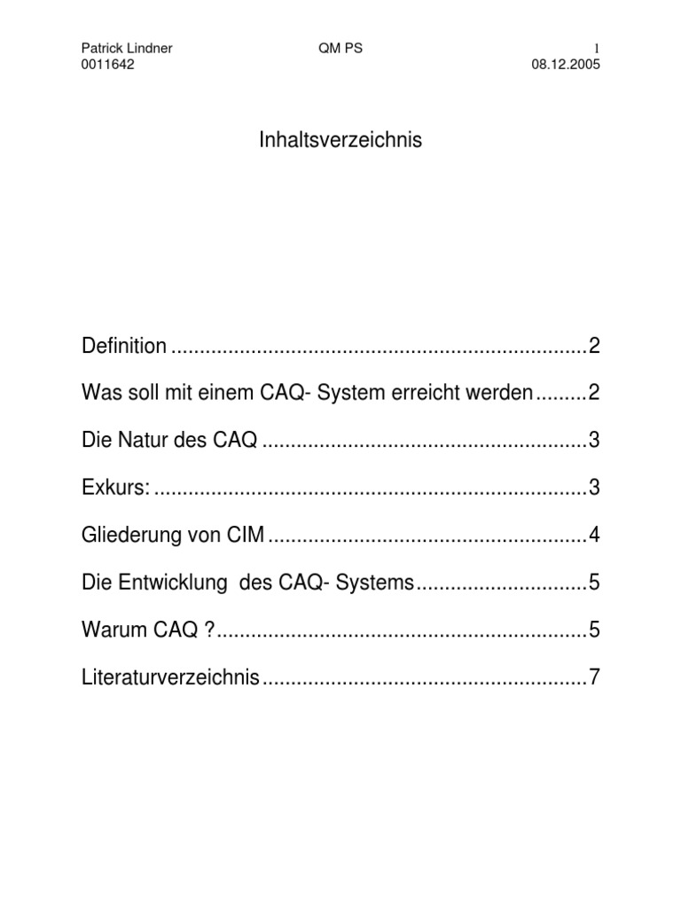 CAQ - Computer Aided Quality Assurance | PDF