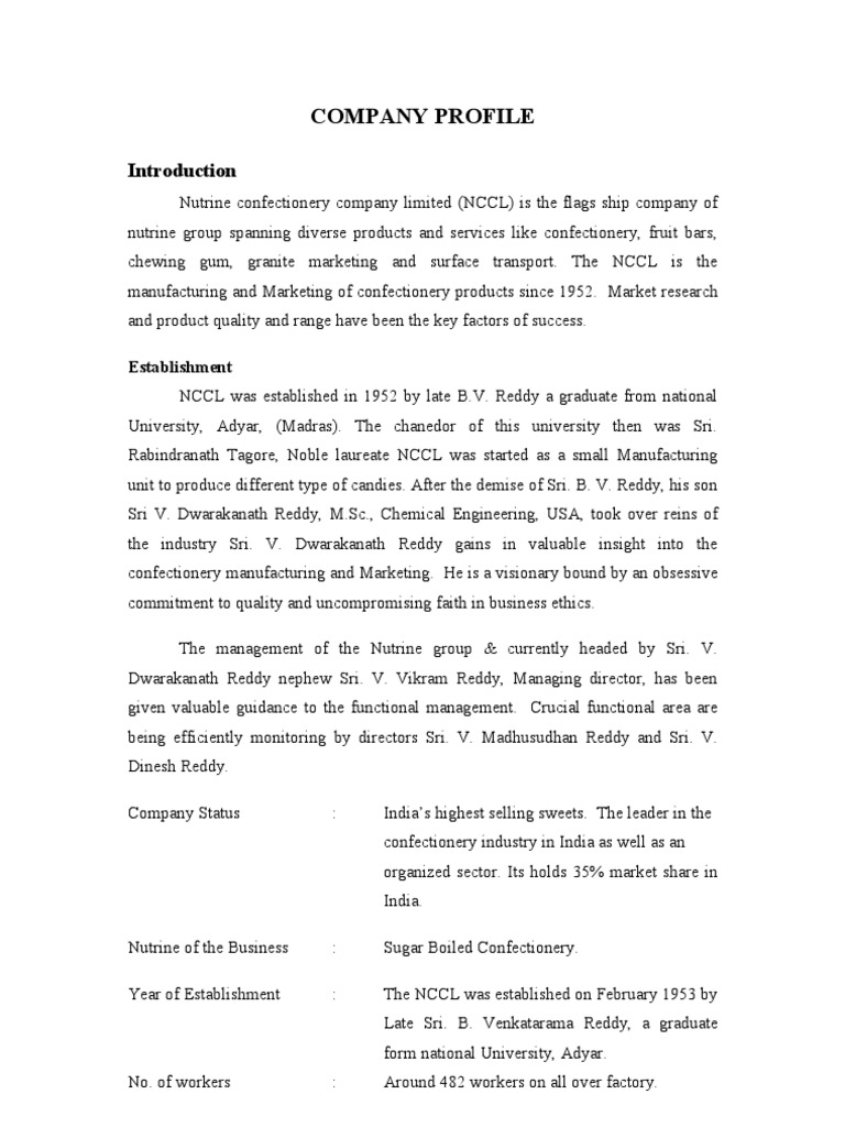 Company Profile | PDF | Confectionery | Candy