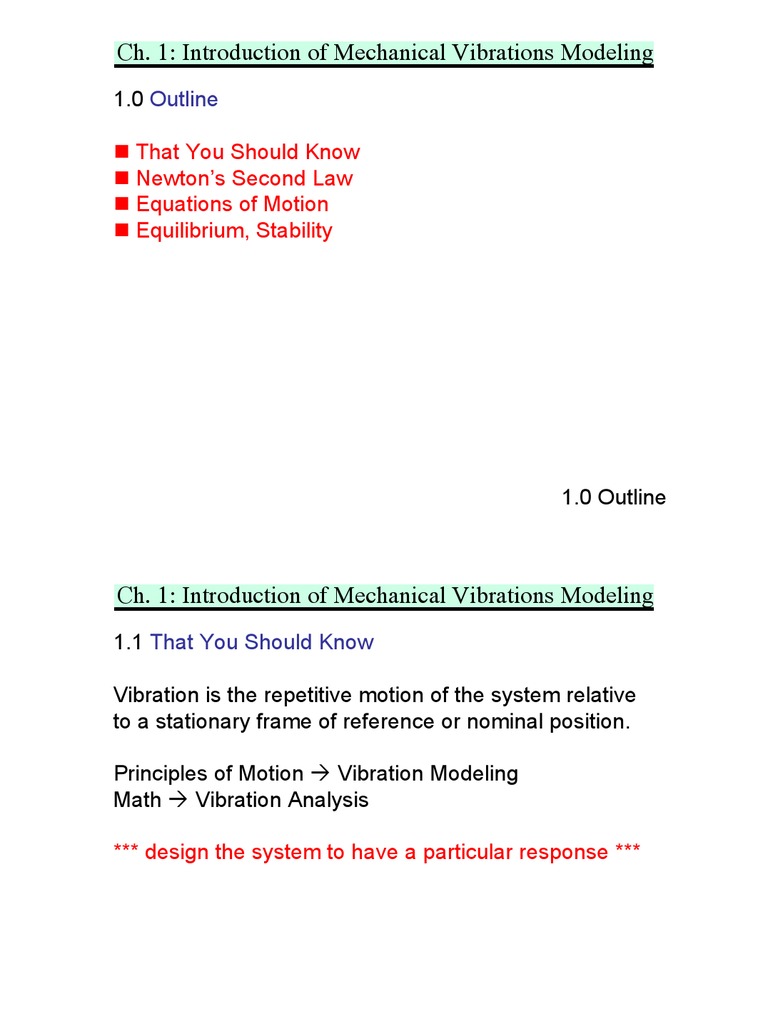 Introduction to Mechanical Vibrations | PDF | Rotation Around A Fixed ...
