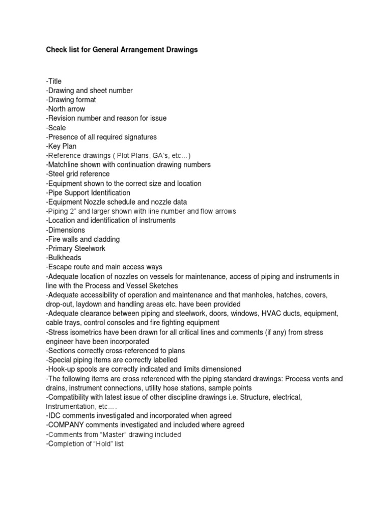 Check List For General Arrangement Drawings | PDF | Civil Engineering ...