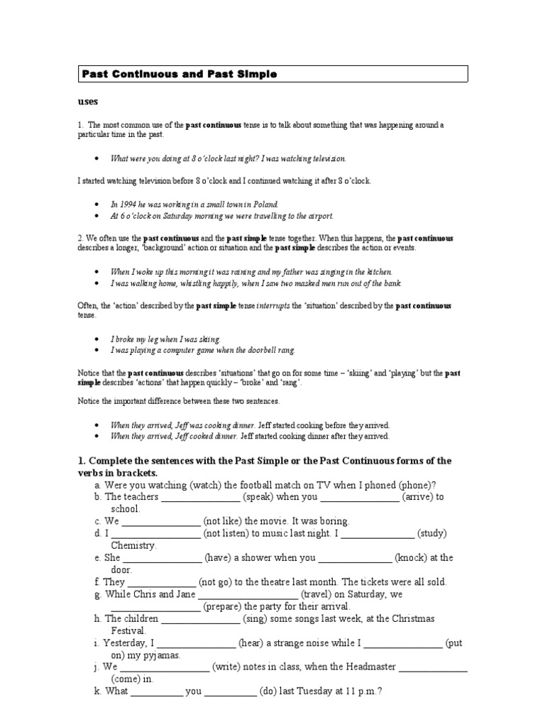 Past Simple vs. Past Continuous | PDF
