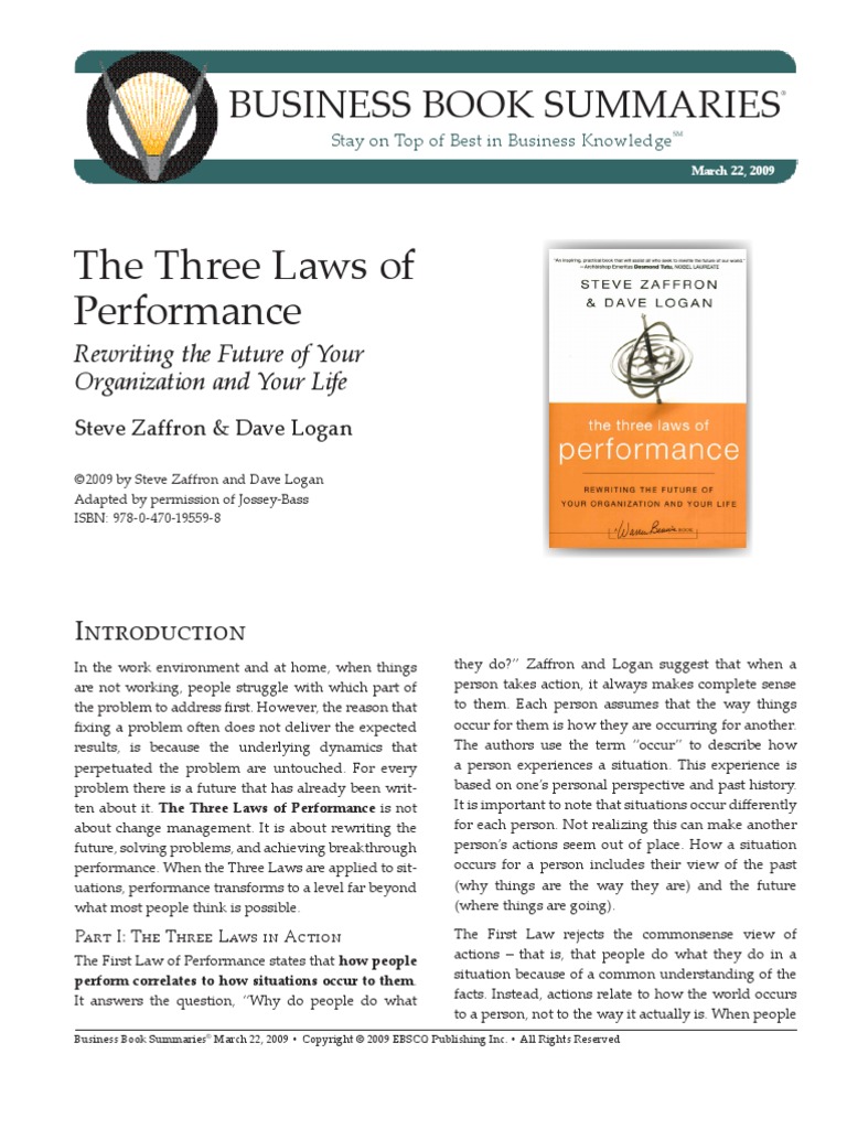 The Three Laws of Performance | PDF | Leadership | Books