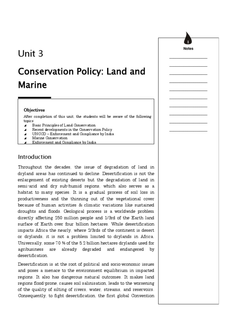 Unit 3 Conservation Policy: Land and Marine | PDF | United Nations ...