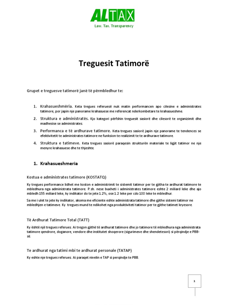 MODELI I PERFORMANCES TE TREGUESVE TATIMORE - AL-Tax | PDF