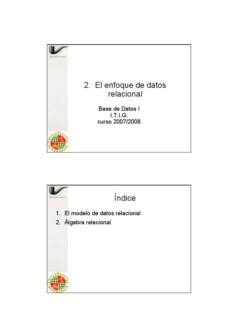 Álgebra Relacional - Base de Datos | PDF | Modelo relacional | Bases de ...