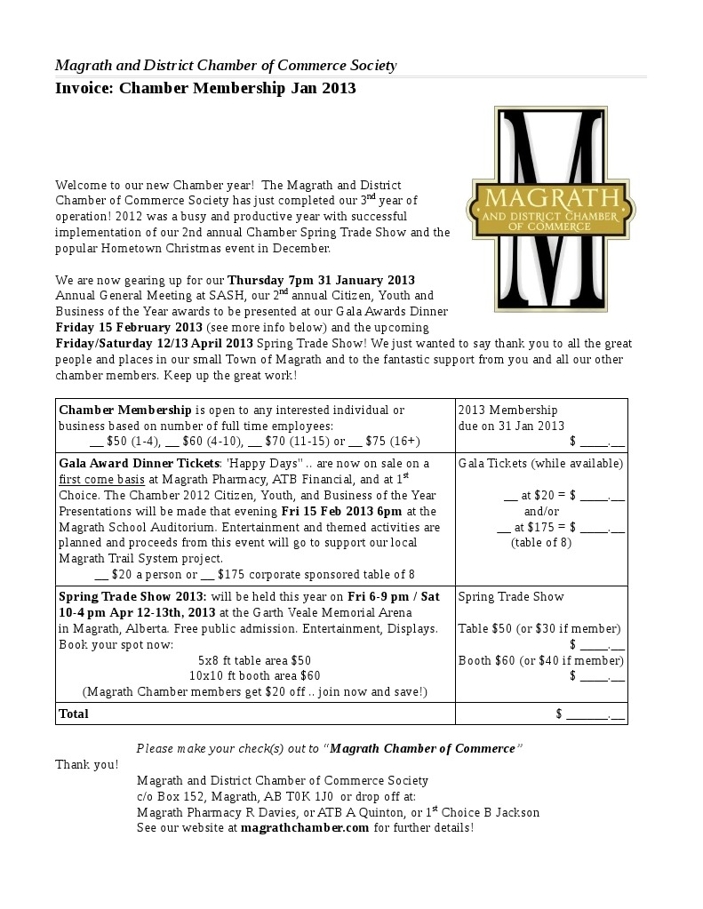 Magrath Chamber 2013 Events & Membership | PDF