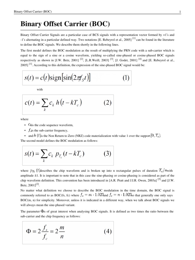Binary Offset Carrier (BOC) | PDF | Spectral Density | Modulation
