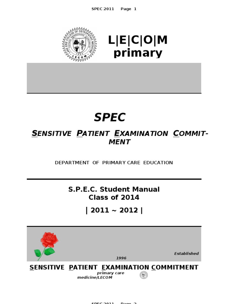 SPEC Manual | PDF | Mammography | Vagina