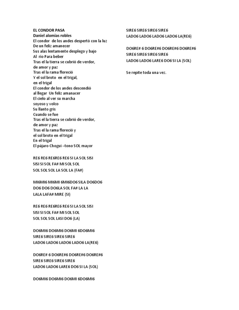El Condor Pasa Letra | PDF