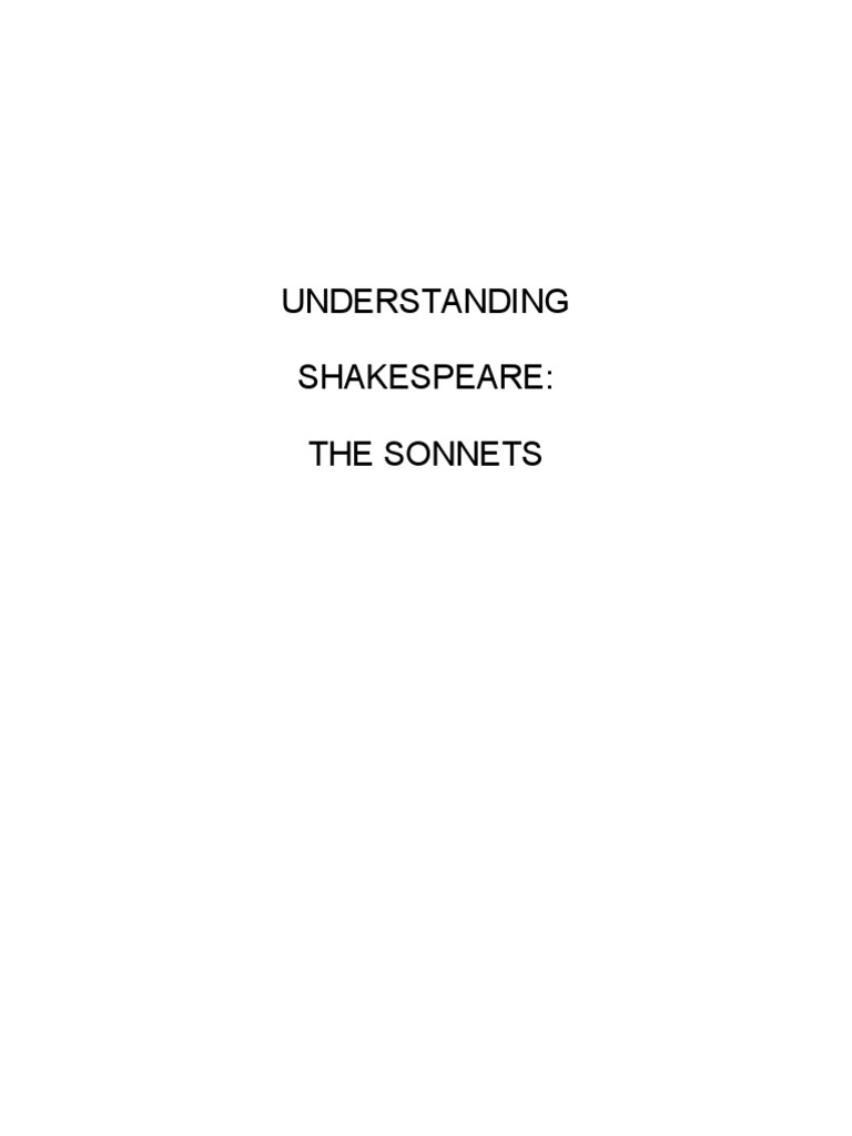 Sonnets Pdf Shakespeare S Sonnets William Shakespeare
