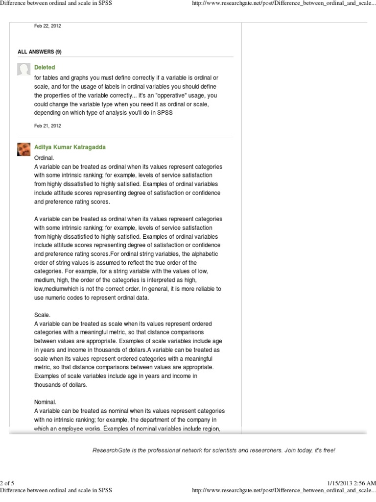Difference Between Ordinal and Scale | PDF | Level Of Measurement ...
