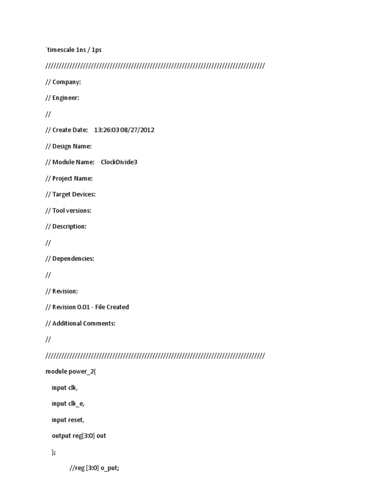 Verilog Code To Divide Clock Frequency in FPGA | PDF
