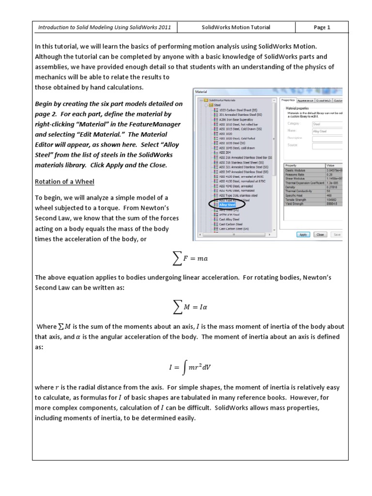 Tutorial SolidWorks Motion | PDF | Rotation Around A Fixed Axis | Acceleration
