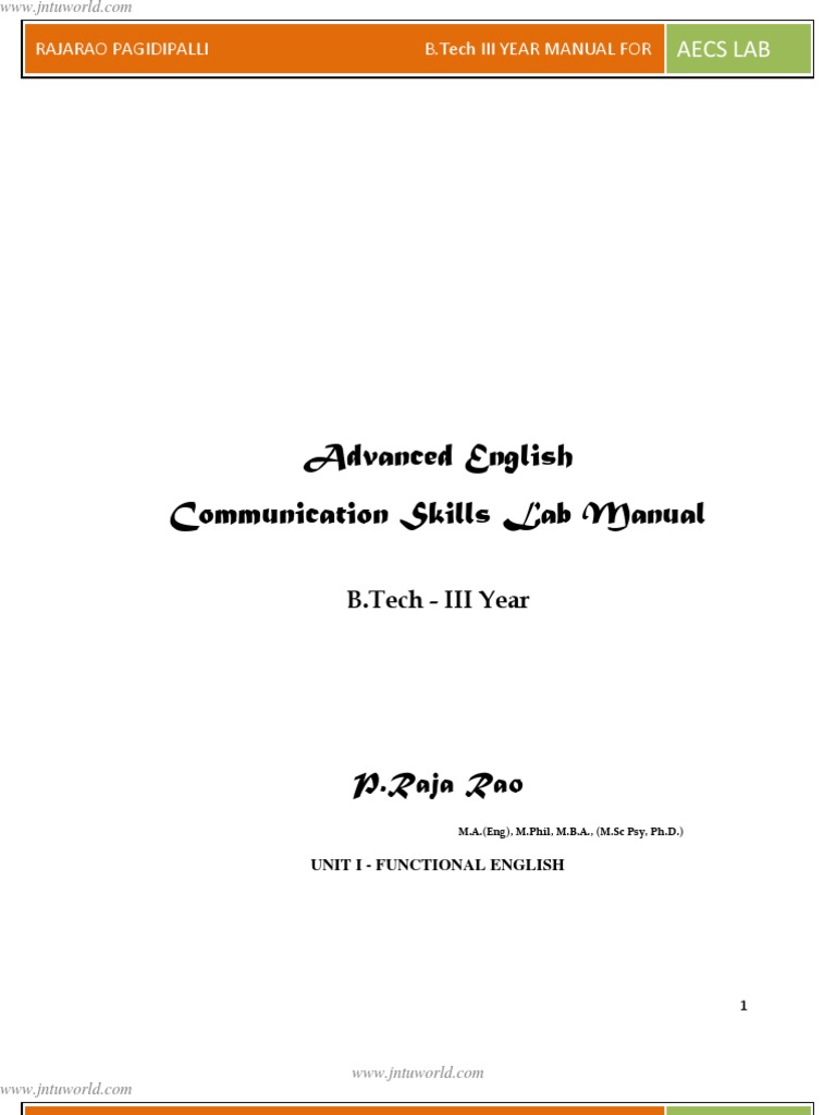 Advanced English Communication Skills Lab Manual | PDF | Shyness ...