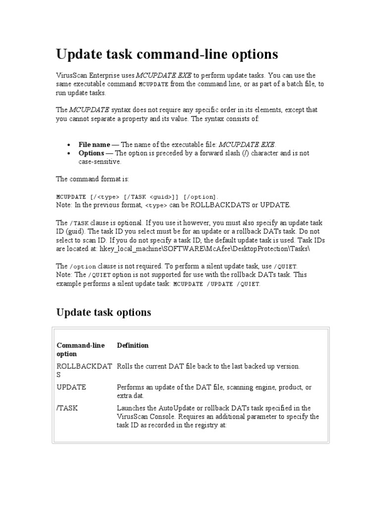 McAfee - Command Line | PDF | Command Line Interface | Computer File