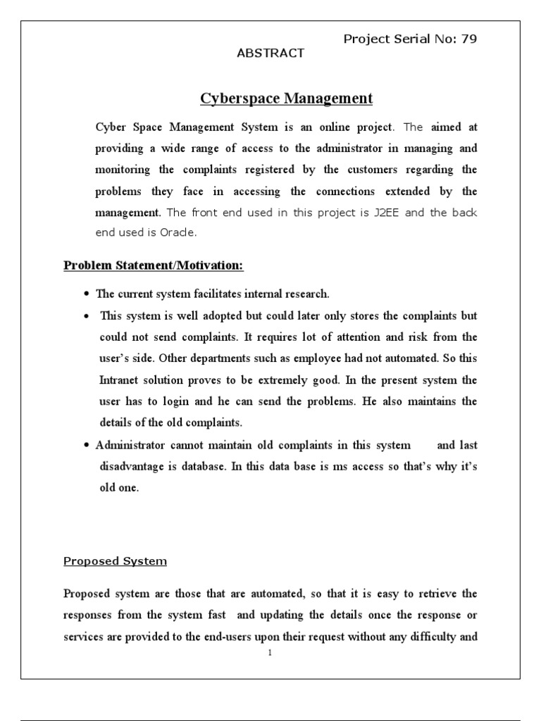 Cyberspace Management System Overview | PDF | User (Computing) | Oracle ...