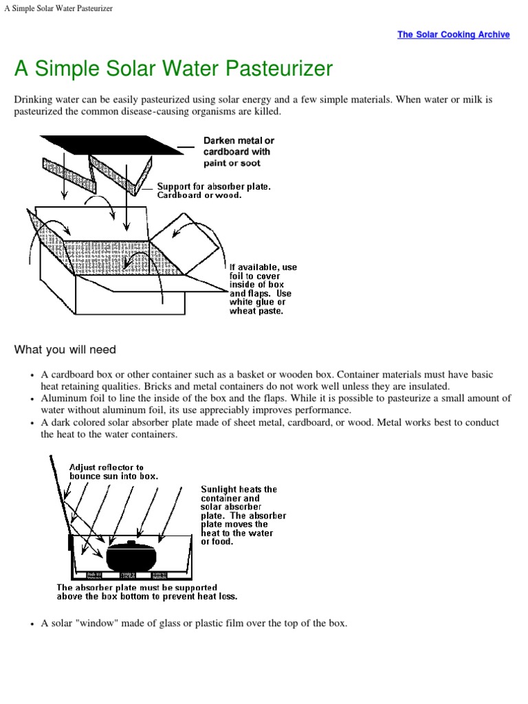 A Simple Solar Water Pasteurizer | PDF | Water | Nature