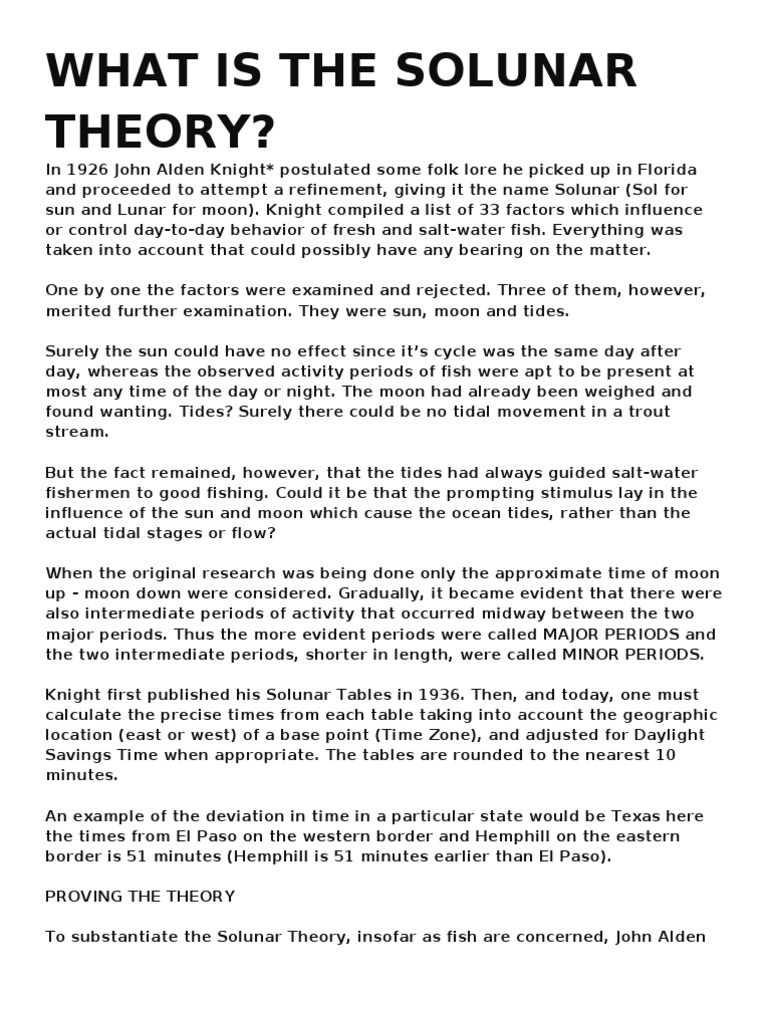 What Is The Solunar Theory | PDF | Tide | Moon