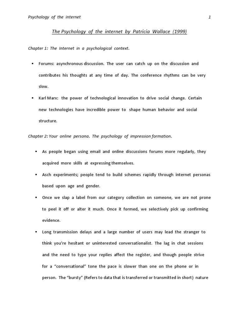 The Psychology of The Internet. by Patricia Wallace | PDF | Conformity ...