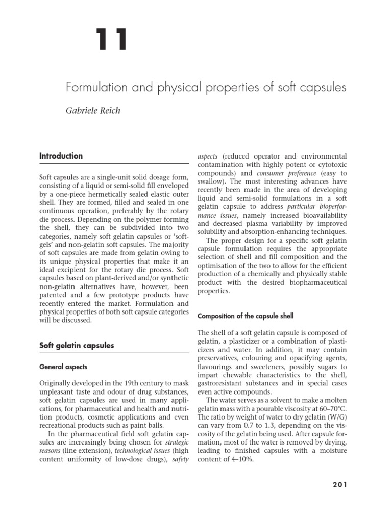 Formulation and Physical Properties of Soft Capsules: Gabriele Reich ...