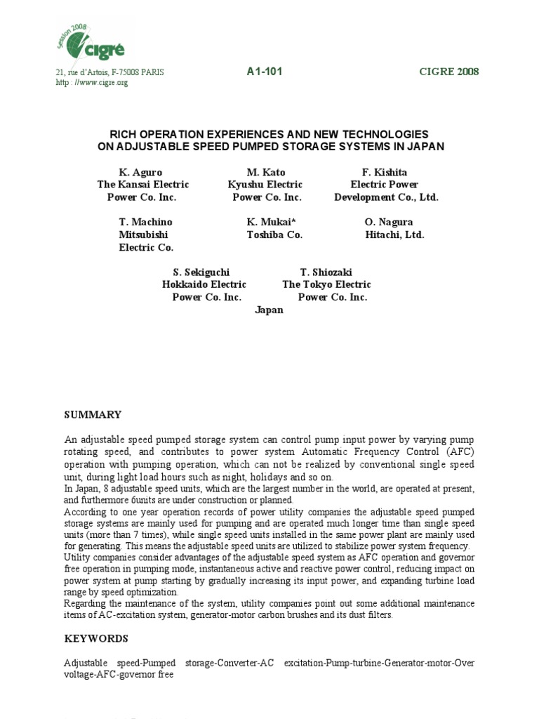 Variable Speed Pumped Storage Systems | PDF | Power Inverter | Electric ...