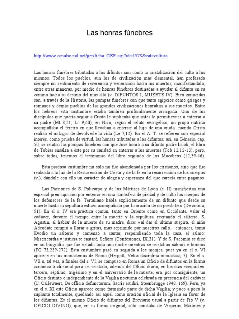 Definición de Honras Fúnebres | PDF | Misa (liturgia) | eucaristía