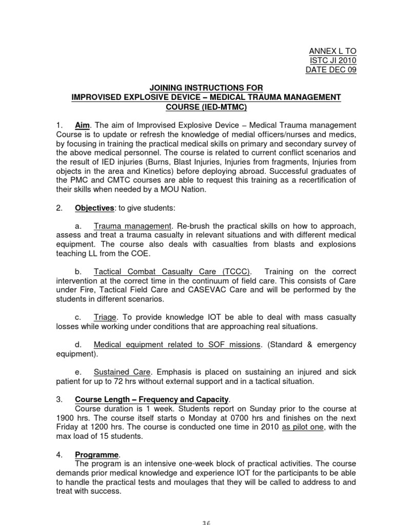 Joining Instructions For Improvised Explosive Device - Medical Trauma ...