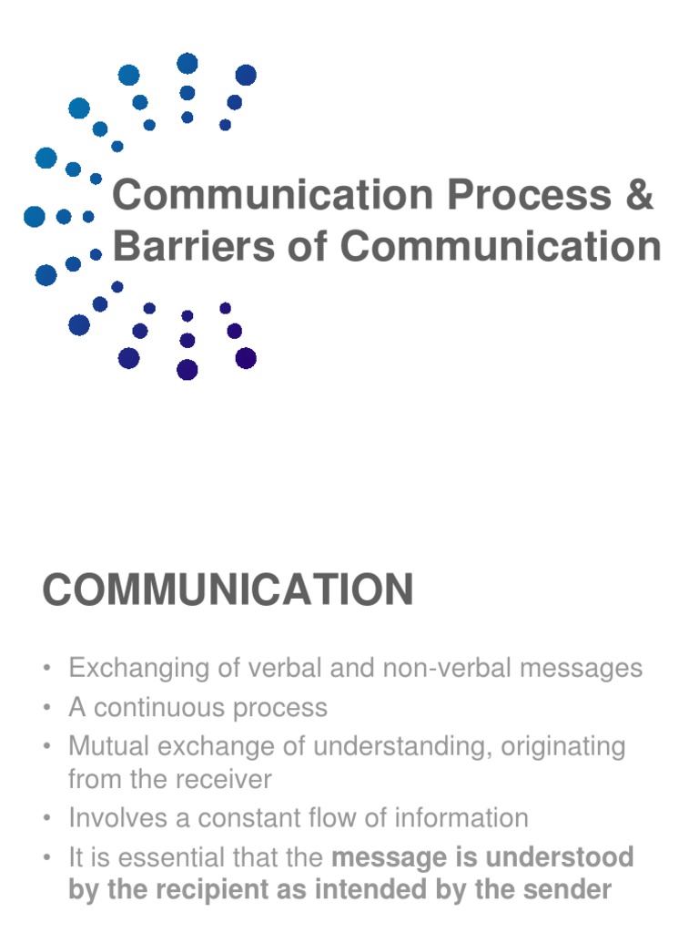 Communication Process & Barriers of Communication | PDF | Cybernetics ...