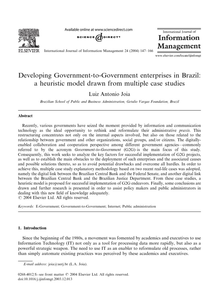 Developing Government-To-Government Enterprise | PDF | Case Study | E ...