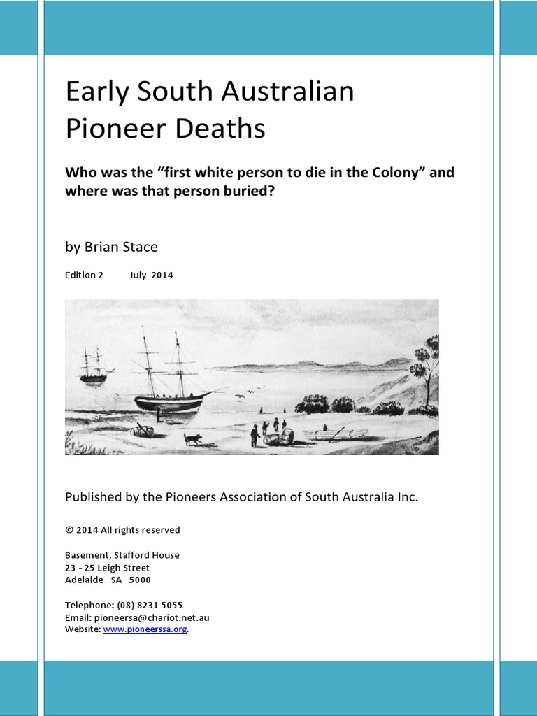 Early South Australian Settler Deaths by Brian Stace | PDF | South ...
