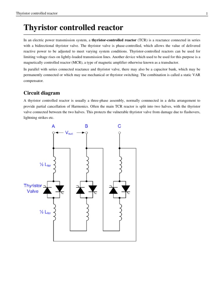 Thyristor Controlled Reactor: Circuit Diagram | PDF | Electrical Engineering | Electromagnetism