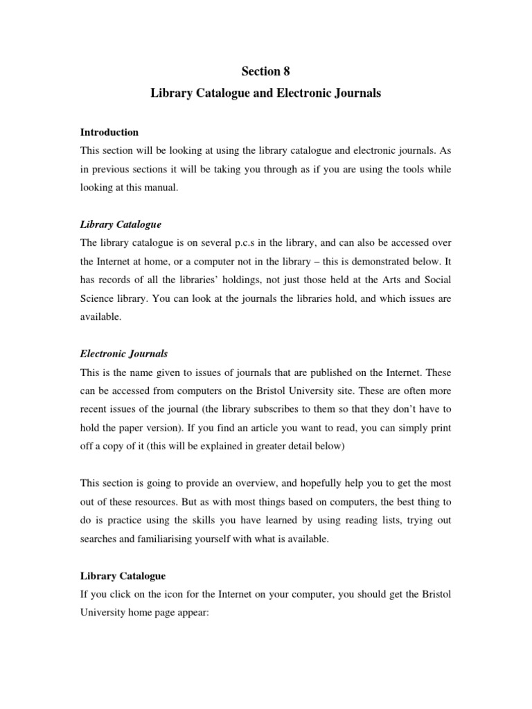 Library Catalogue and Electronic Journals | PDF | Libraries | Hyperlink